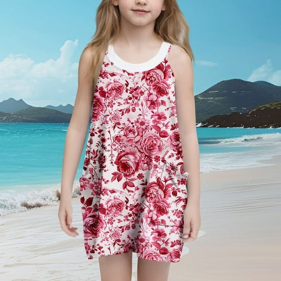 ATOGUTA Girl Dresses with Pockets A-line Dress Sundress Casual Dress ...