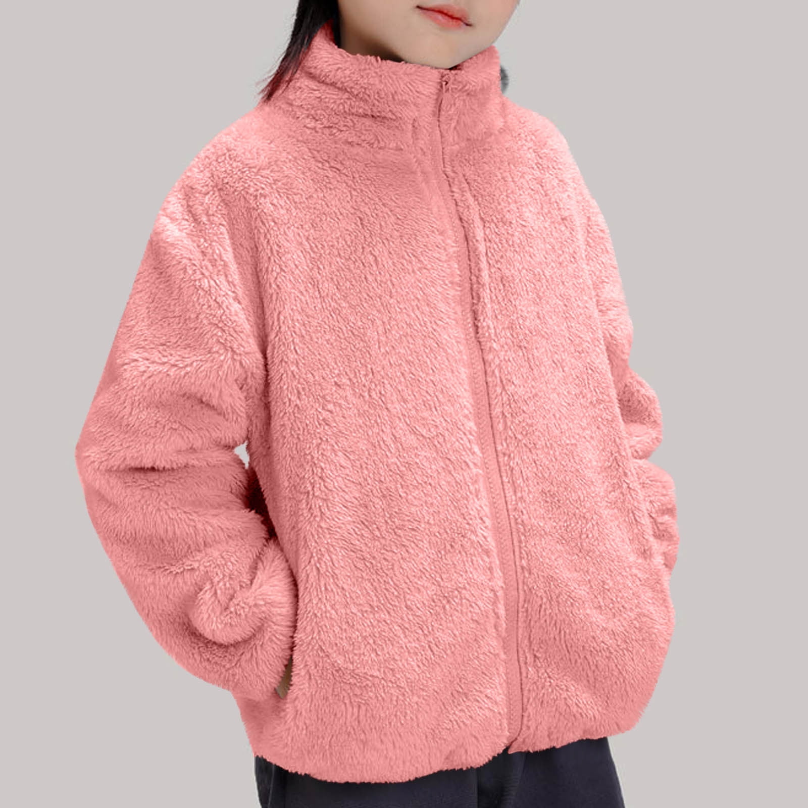 ATOGUTA Girl Jackets Zip Up Fleece Jacket with Pockets Warm Outwear ...