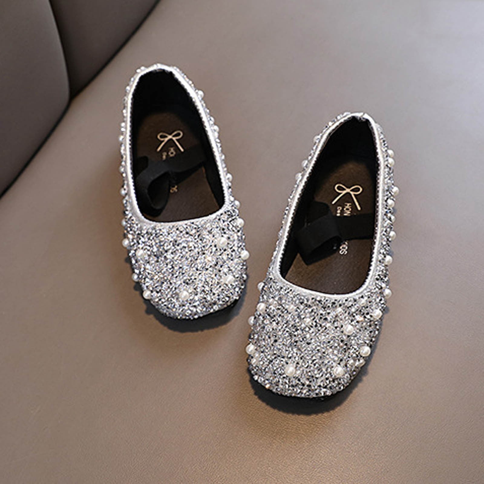 ATOGUTA Girl Princess Shoes Silver Ballet Shoes Flower Girls Mary Jane ...