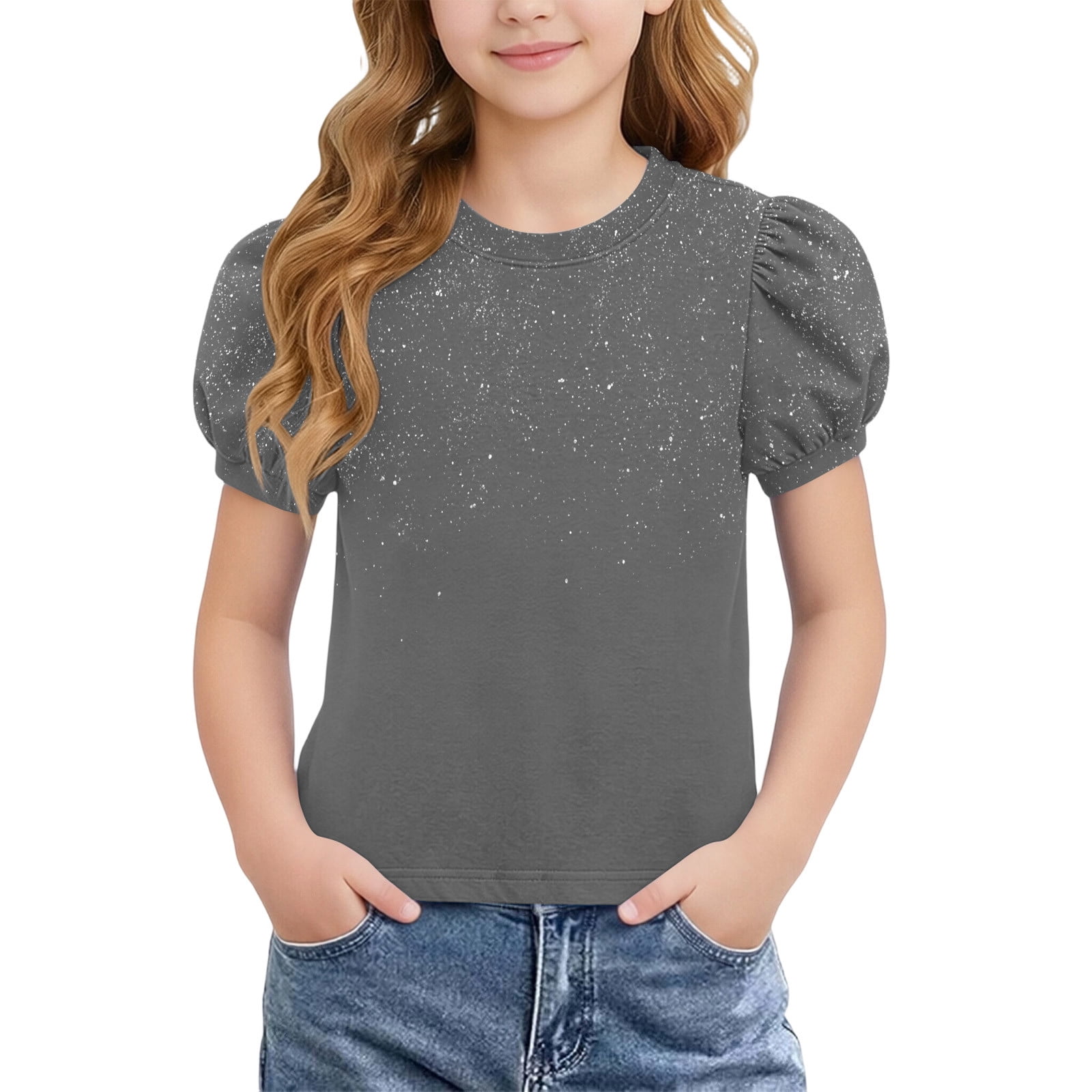 ATOGUTA Girl Shirts Short Sleeve Tshirts Crewneck Cute Summer Casual ...