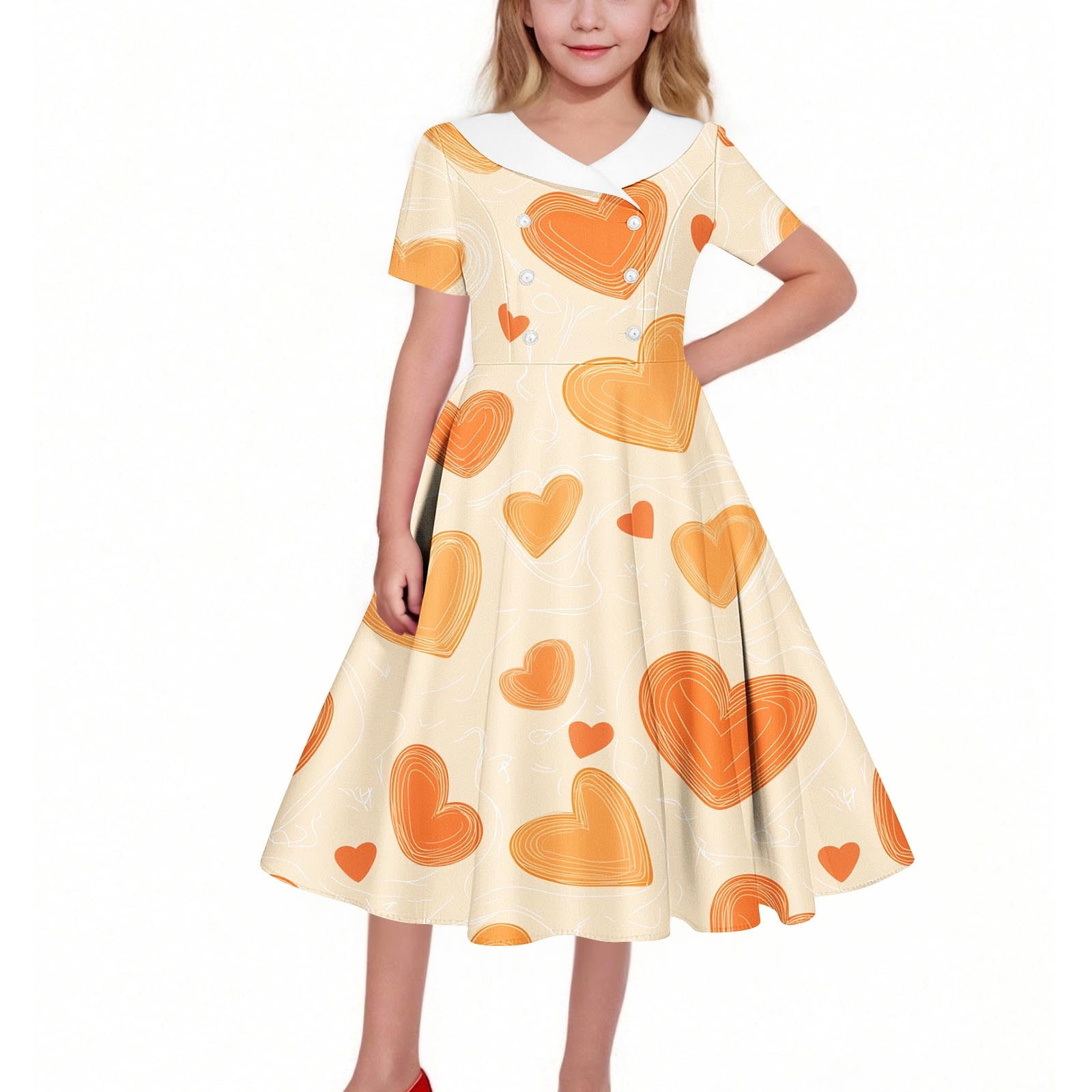 ATOGUTA Girl Uniform Dress Peter Pan Collar Dress Clothes Kids Summer ...