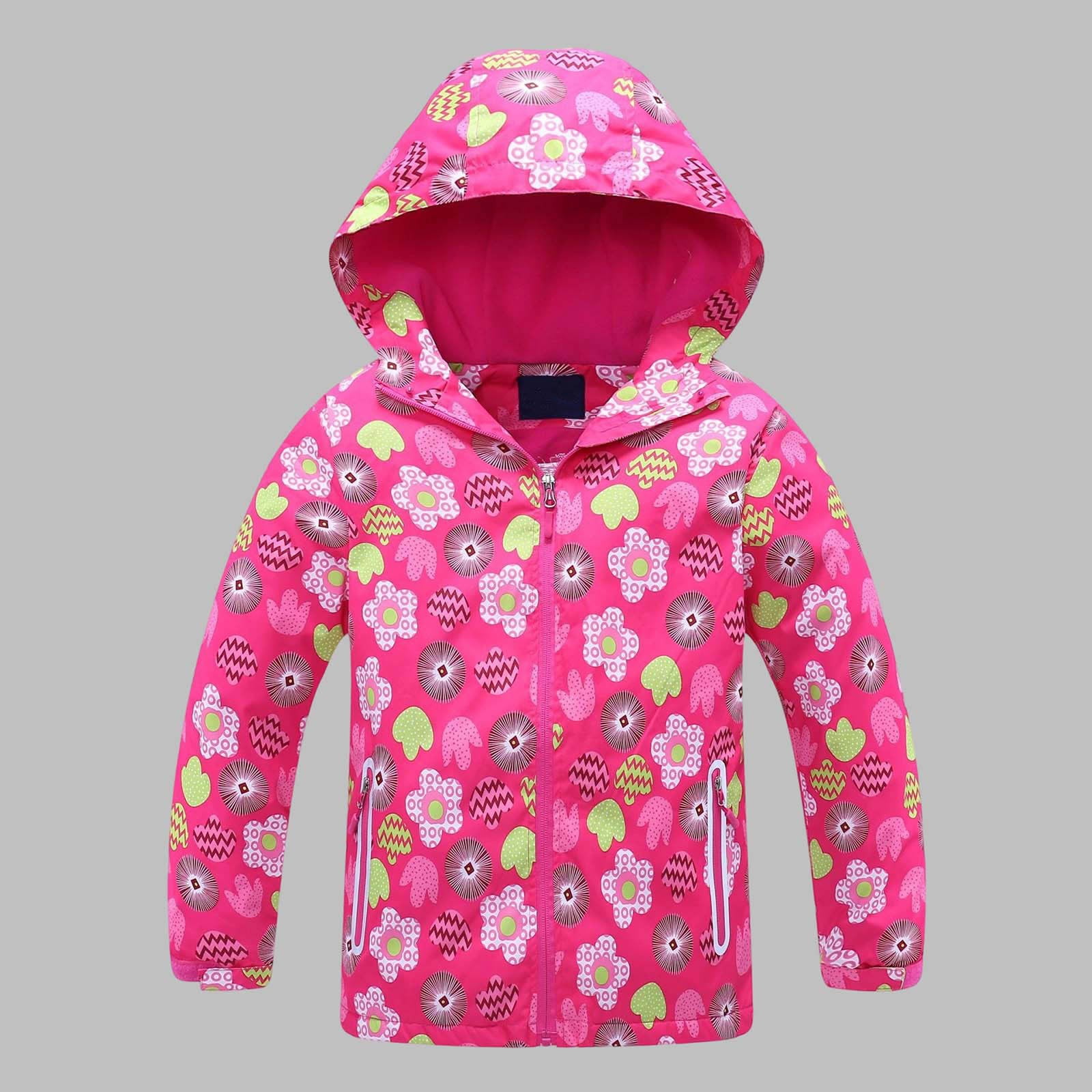 ATOGUTA Girl Windbreaker Jacket Lightweight Waterproof Hooded Raincoats ...