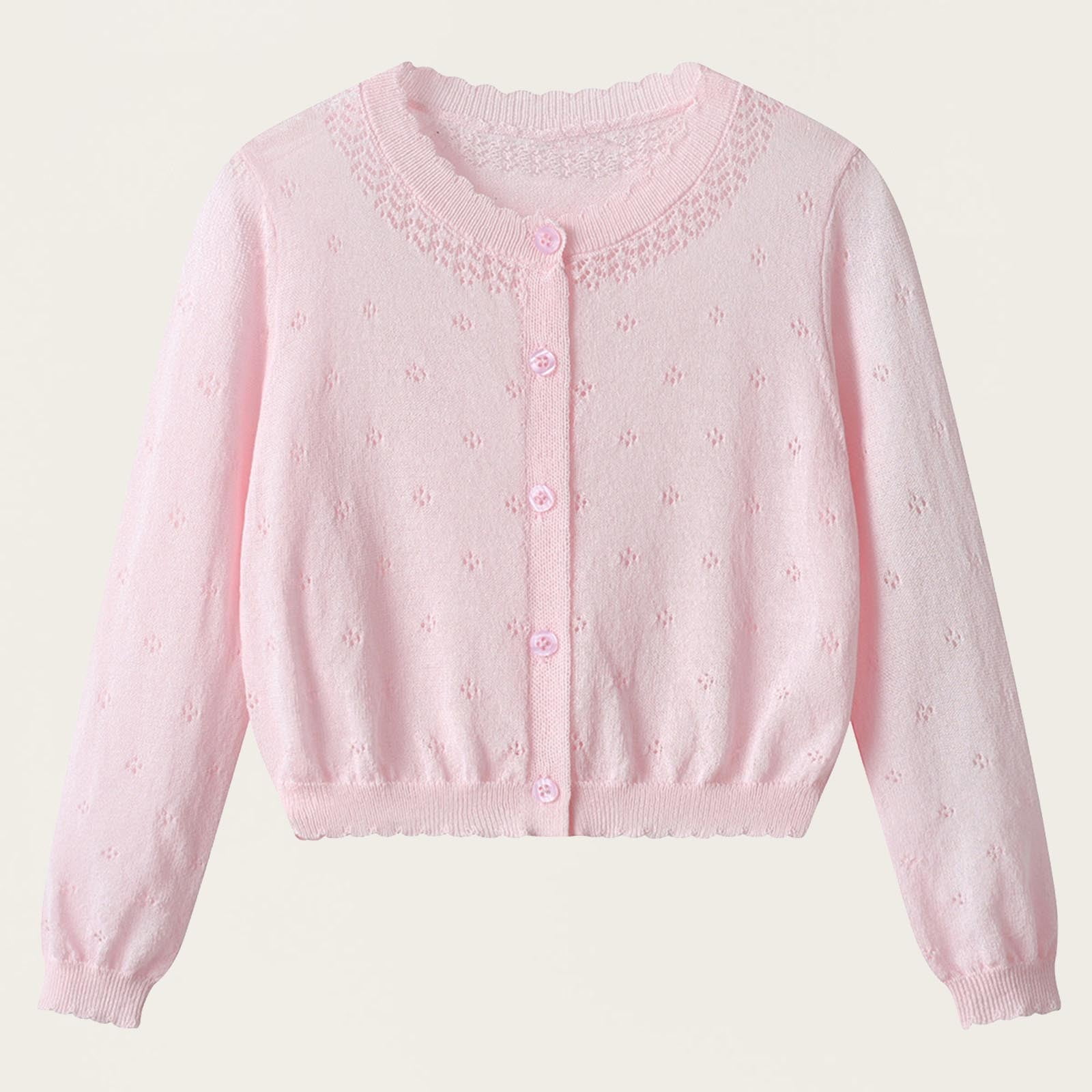 ATOGUTA Girl's Cardigan Crewneck Button Down Cardigan Sweater Long ...