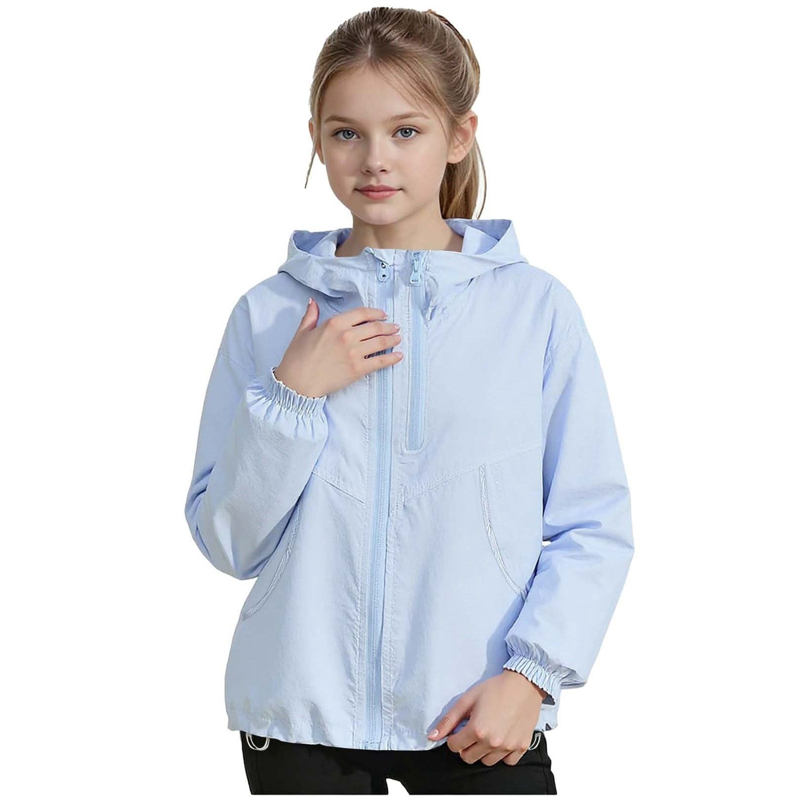 ATOGUTA Girl's Lightweight Athletic Jacket Sun Protection Full Zip Long ...
