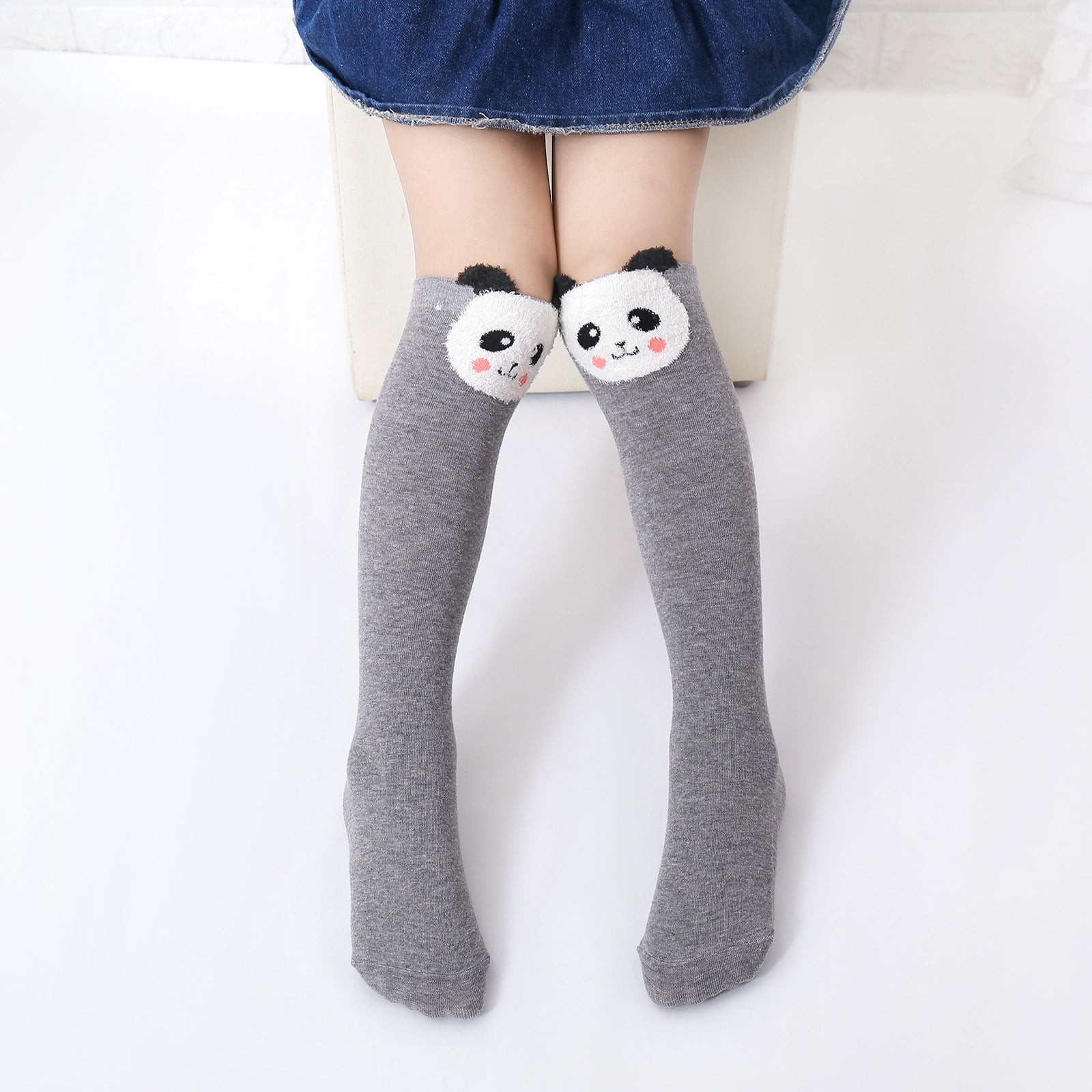 ATOGUTA Girl's School Uniform Cotton Knee High Socks Athletic Sports ...