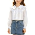 ATOGUTA Girl's Shirts Kids Ruffle Long Sleeve Button Down Dress Shirts ...