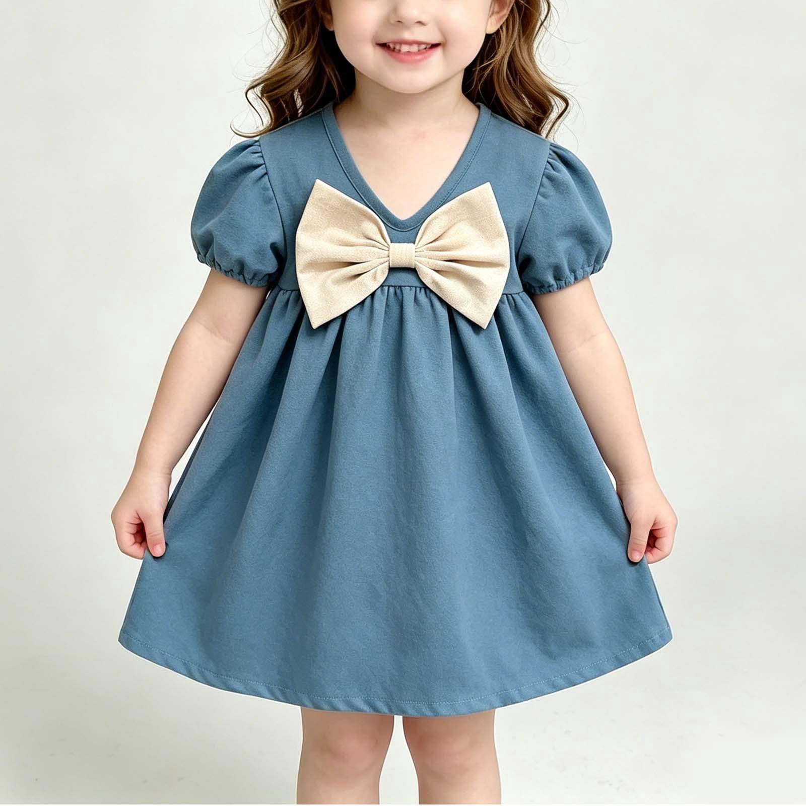 ATOGUTA Girl's Sundresses Blue Ruffle Summer Dresses Cute Birthday ...