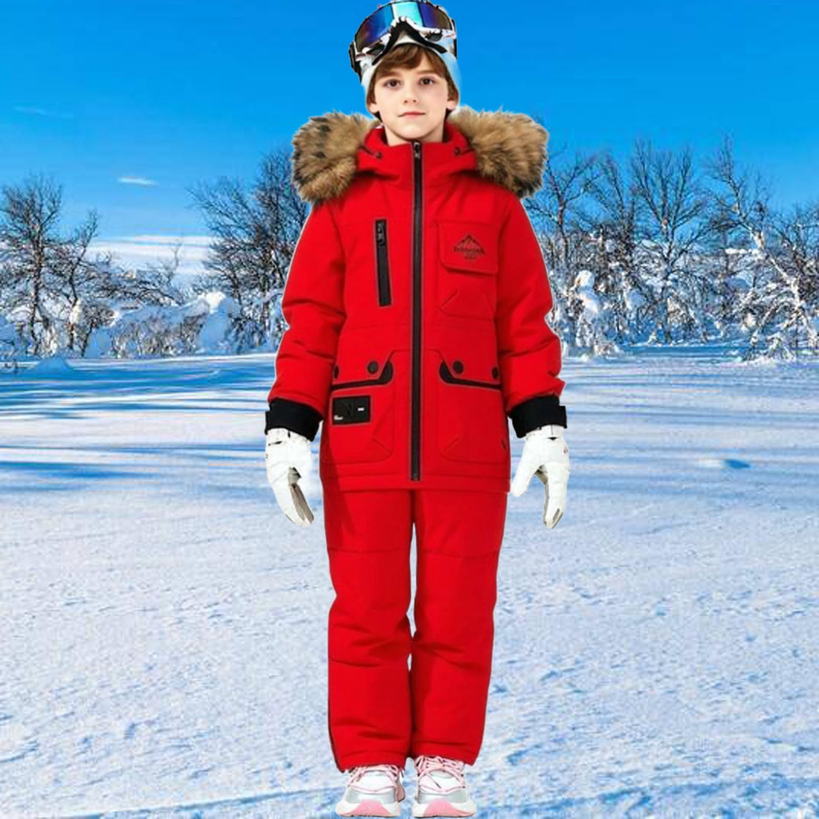 ATOGUTA Girls' 2-Piece Snowsuit 2-Piece Waterproof Snowsuit Cozy Hooded ...