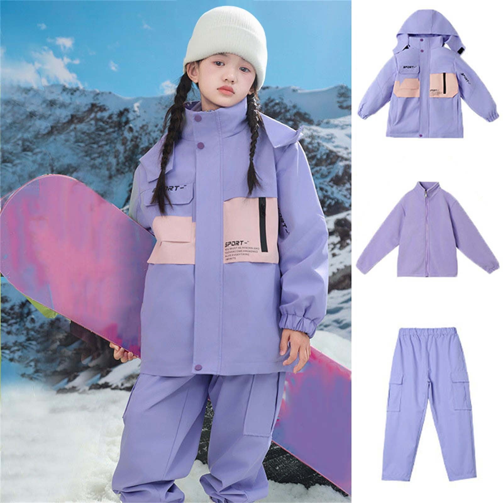 ATOGUTA Girls' 2-Piece Snowsuit Zipper Waterproof Jacket With Warm ...