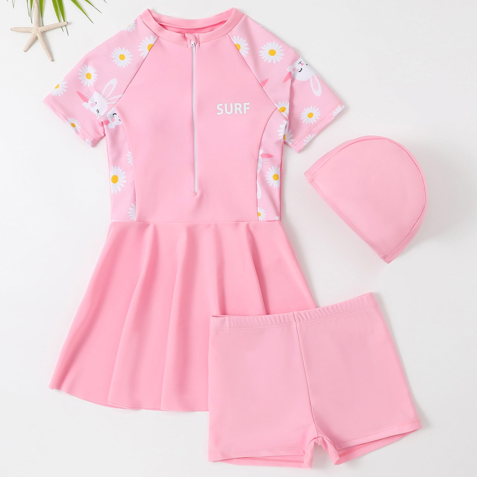 ATOGUTA Girls 3 Piece Swimsuits Swim Dress for Girls Skirted Bathing ...