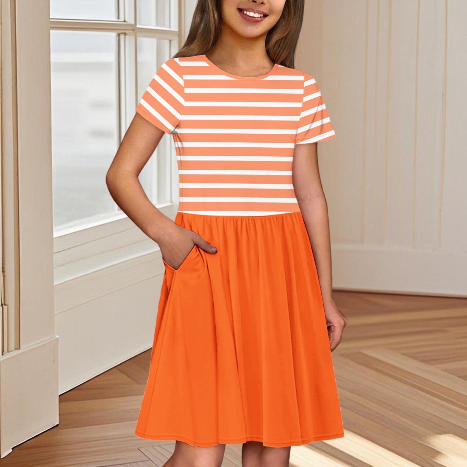 ATOGUTA Girls Athletic Dress with Pockets A-line Dress Sundress Casual ...