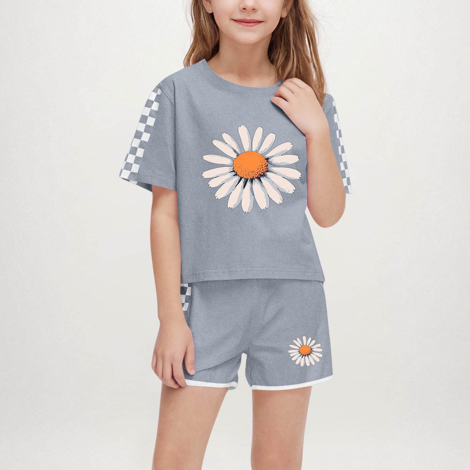 ATOGUTA Girls Athletic Sets T-Shirt Tops and Short Pants 2PCS Girls ...