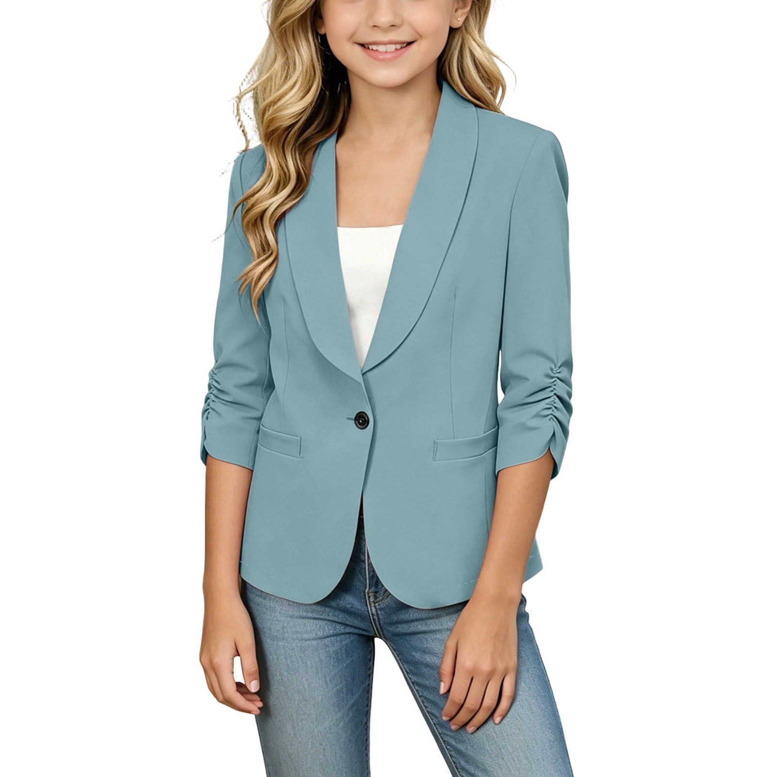 ATOGUTA Girls Blazer Jacket Lapel Suit Open Front Long Sleeve Blazers ...