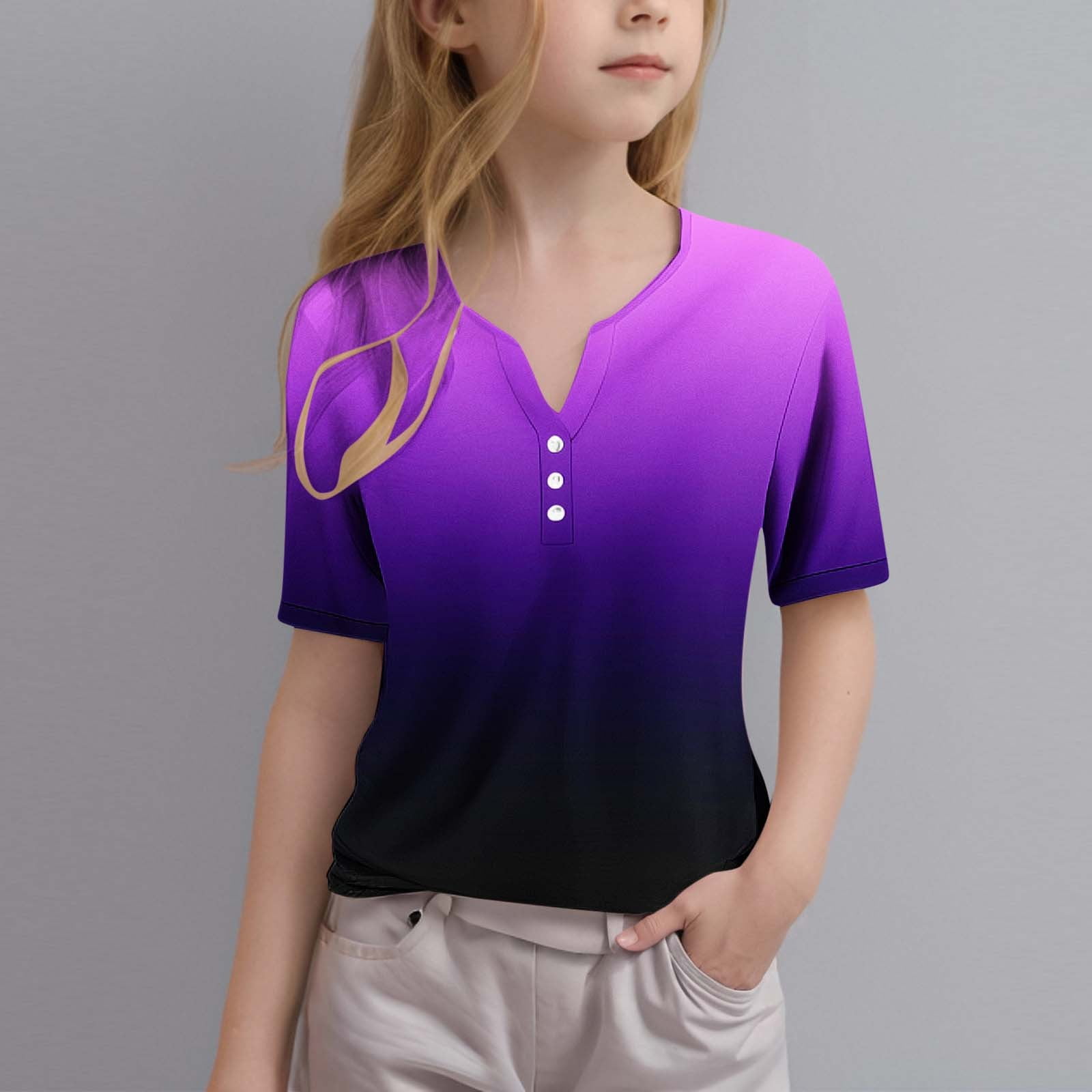 ATOGUTA Girls' Blouses & Button-Down Shirts 3T-14 Short Sleeve Tees ...