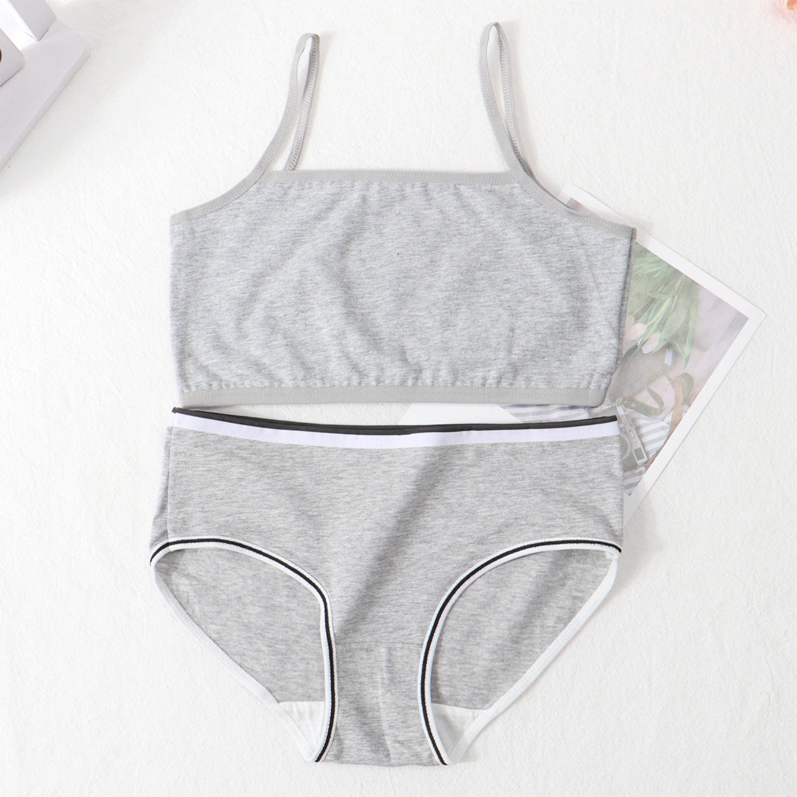 ATOGUTA Girls Bra and Panty Set Size 7-14 Seamless Cami Training Bra ...