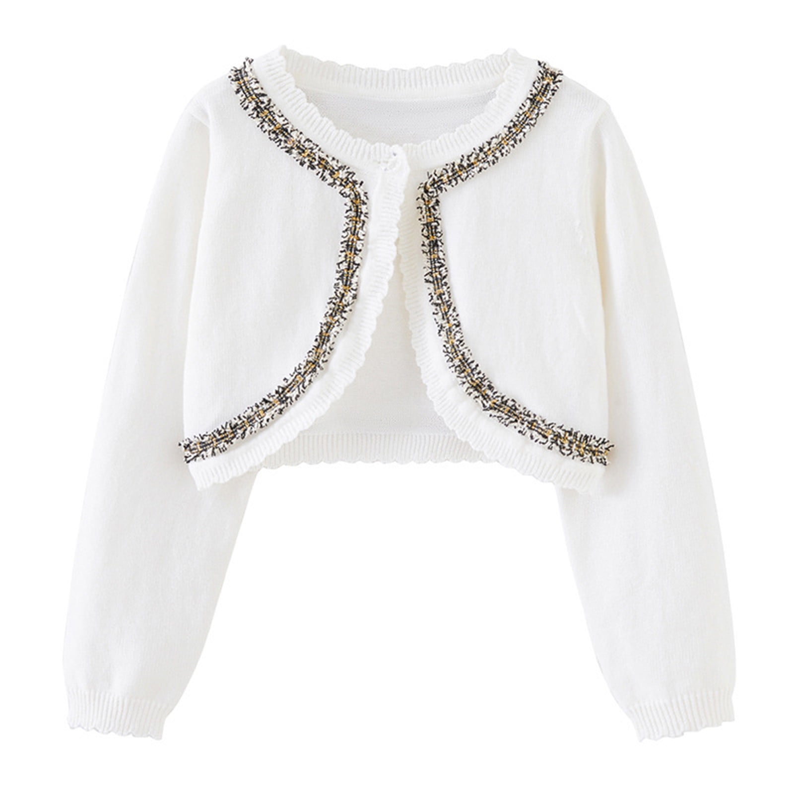 ATOGUTA Girls Cardigan Black Kids Button Closure Knitted Shrug Cropped ...