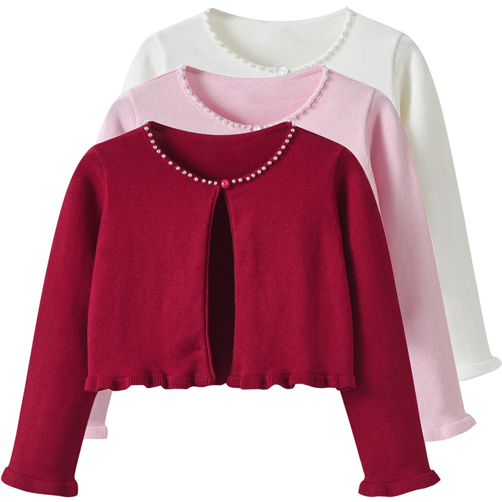 ATOGUTA Girls Cardigan Button Down Cardigan Kids Long Sleeve Crewneck ...