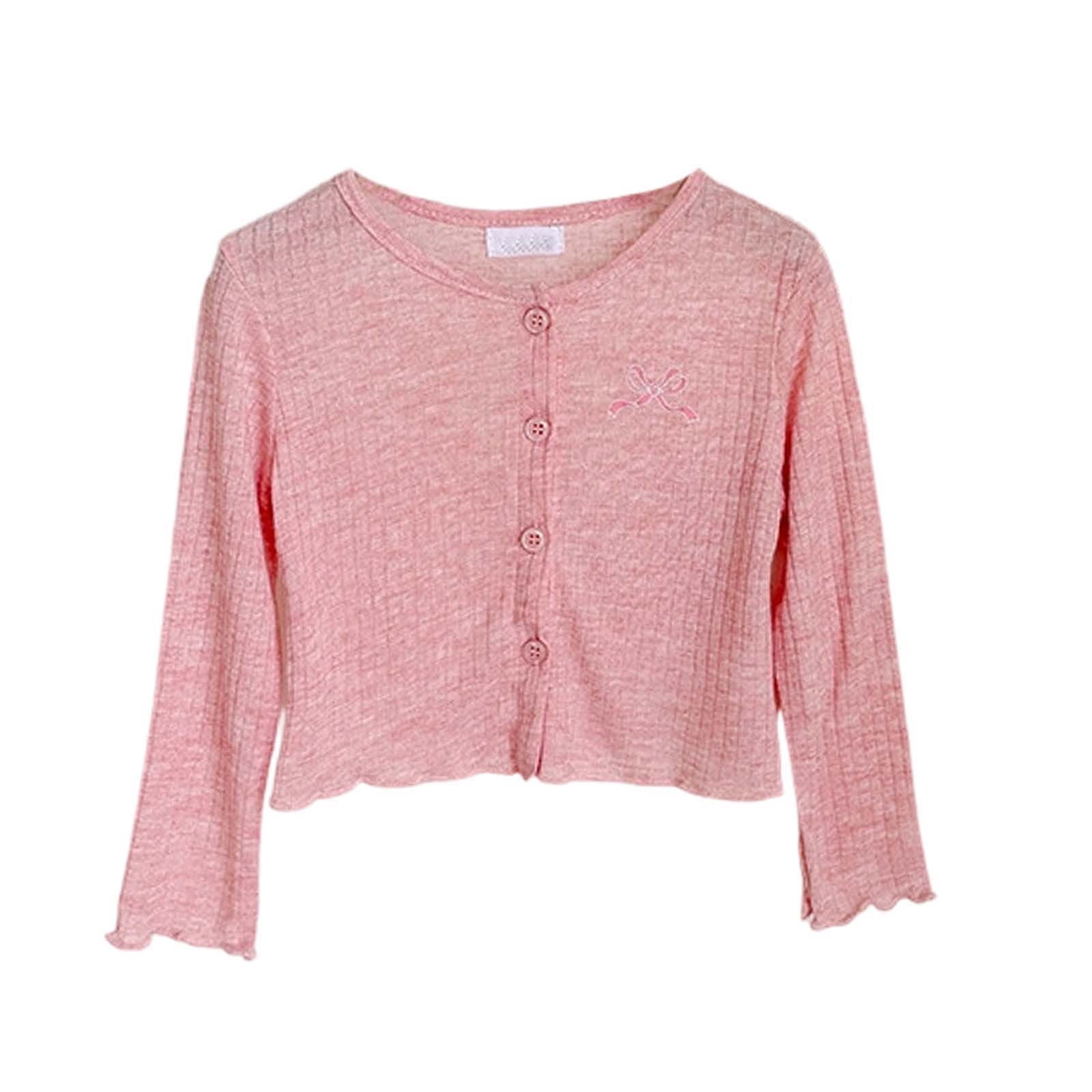 ATOGUTA Girls' Cardigan Long Sleeve Crew Neck Shirt Button Down Kids ...