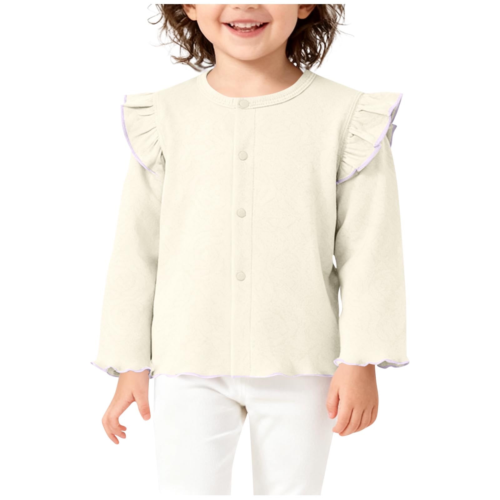 ATOGUTA Girls Cardigan Long Sleeve Crew Neck Shirt Button Down Kids ...