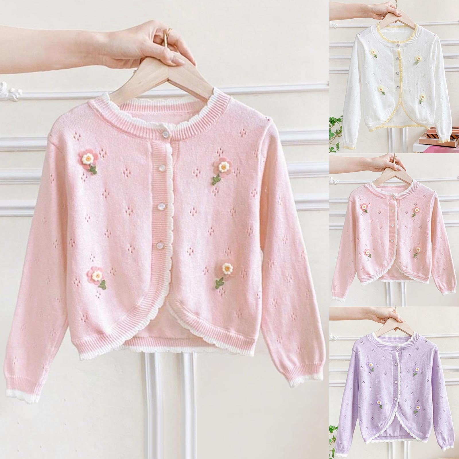 ATOGUTA Girls Cardigan Sweater School Uniforms Toddler Long Sleeve ...