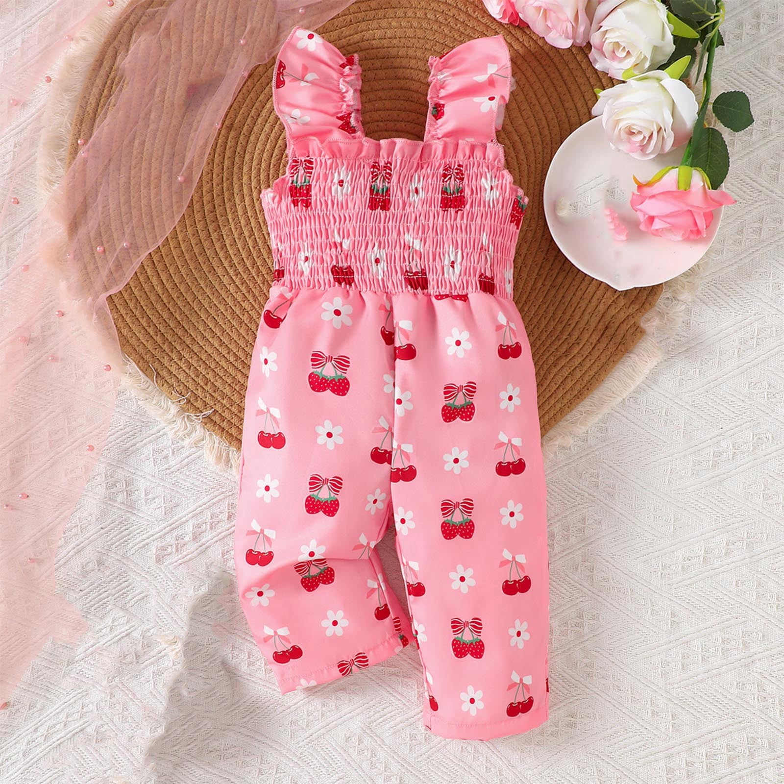 ATOGUTA Girls' Casual Sleeveless Jumpsuits Size 6M-4T Summer Sleeveless ...