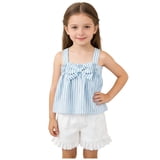 ATOGUTA Girls Clothes Ruffle Sleeveless Shirts Top and Shorts Set Size ...