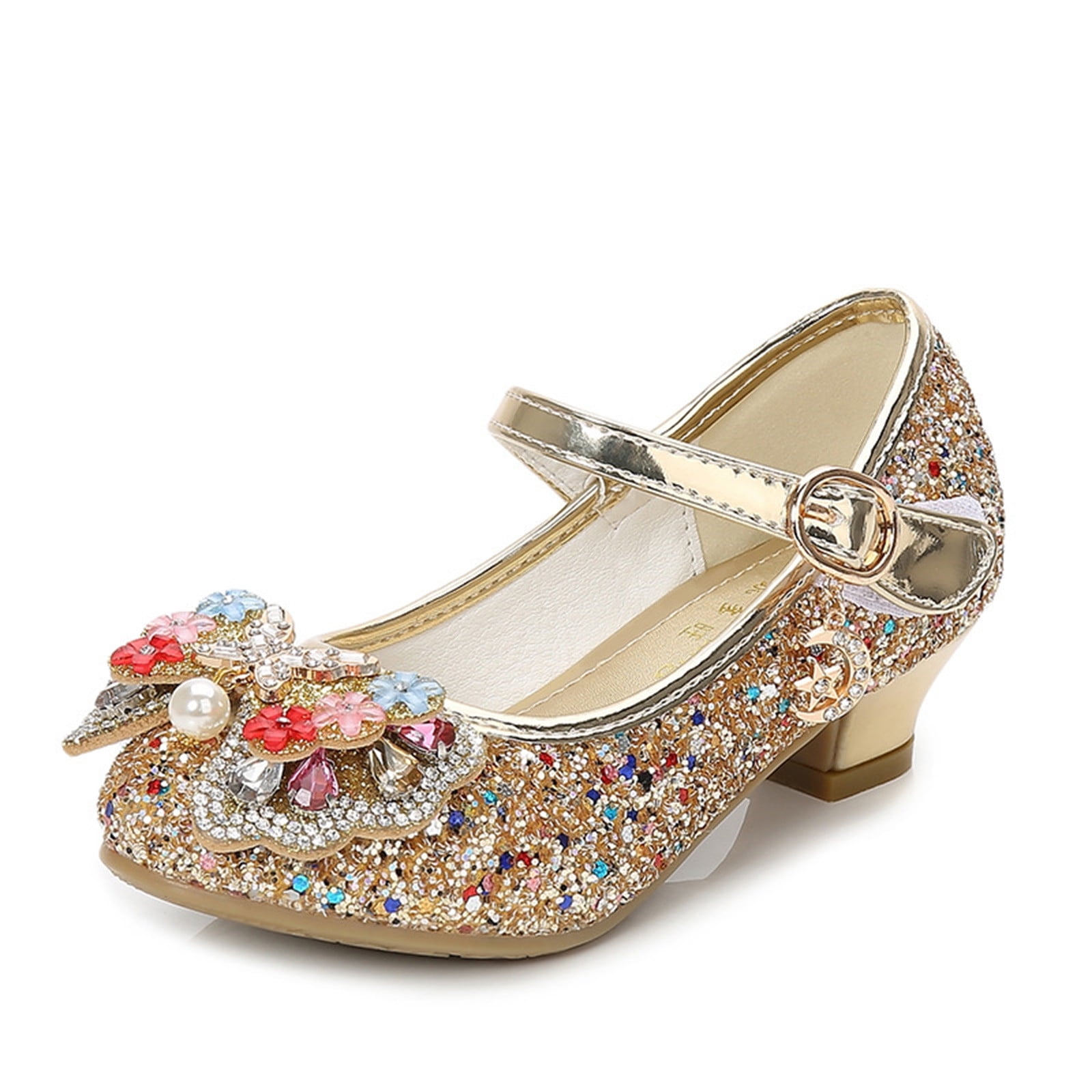 ATOGUTA Girls Dress Dress Shoes Gold Kids Party Wedding Shoes with ...