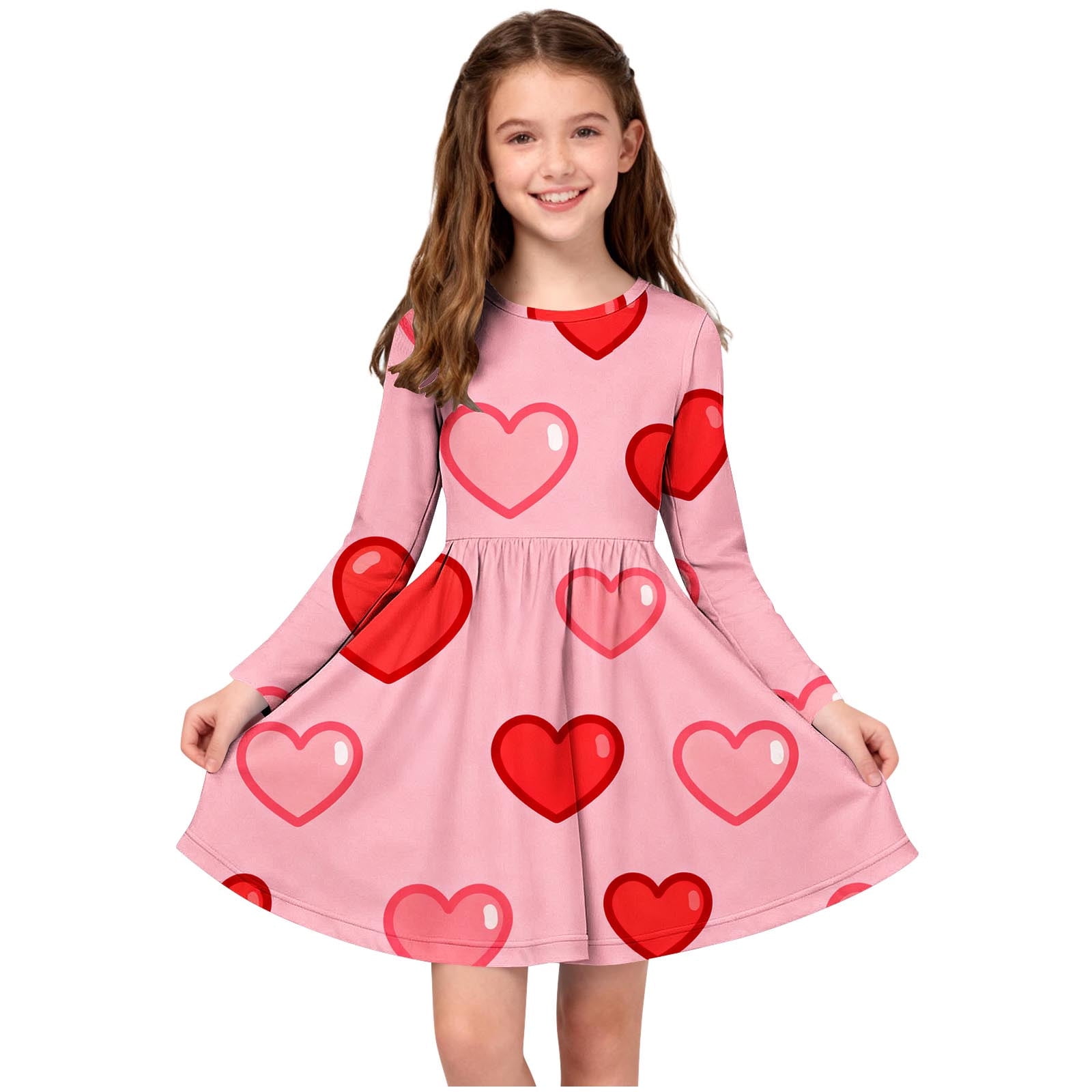 ATOGUTA Girls Dress Kids Skater Twirl A Line Printed Long Sleeve Dress ...