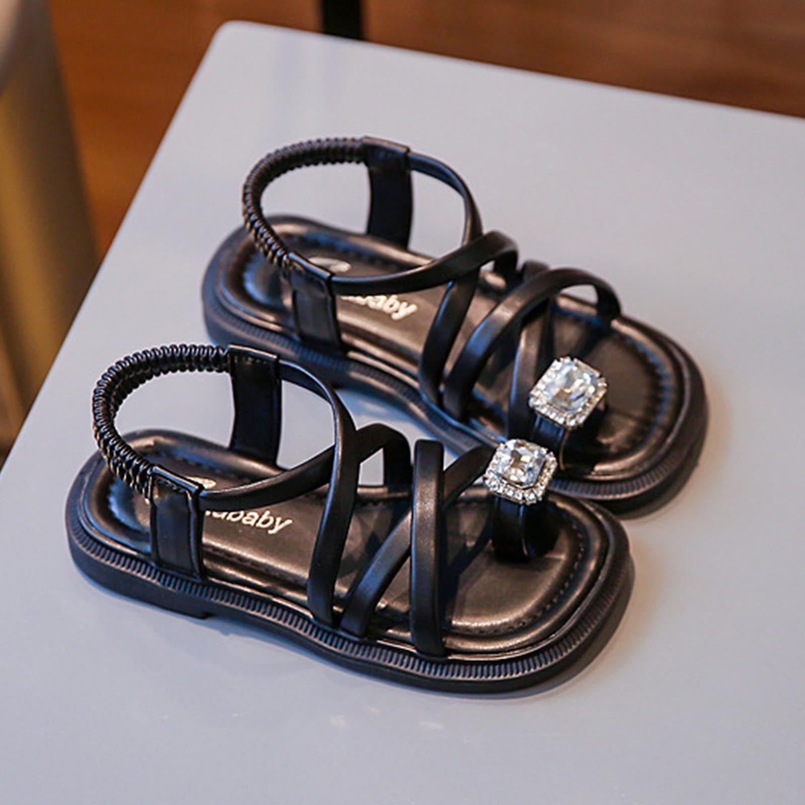 ATOGUTA Girls Dress Sandals Black Cute Open Toe Breathable Summer Beach ...