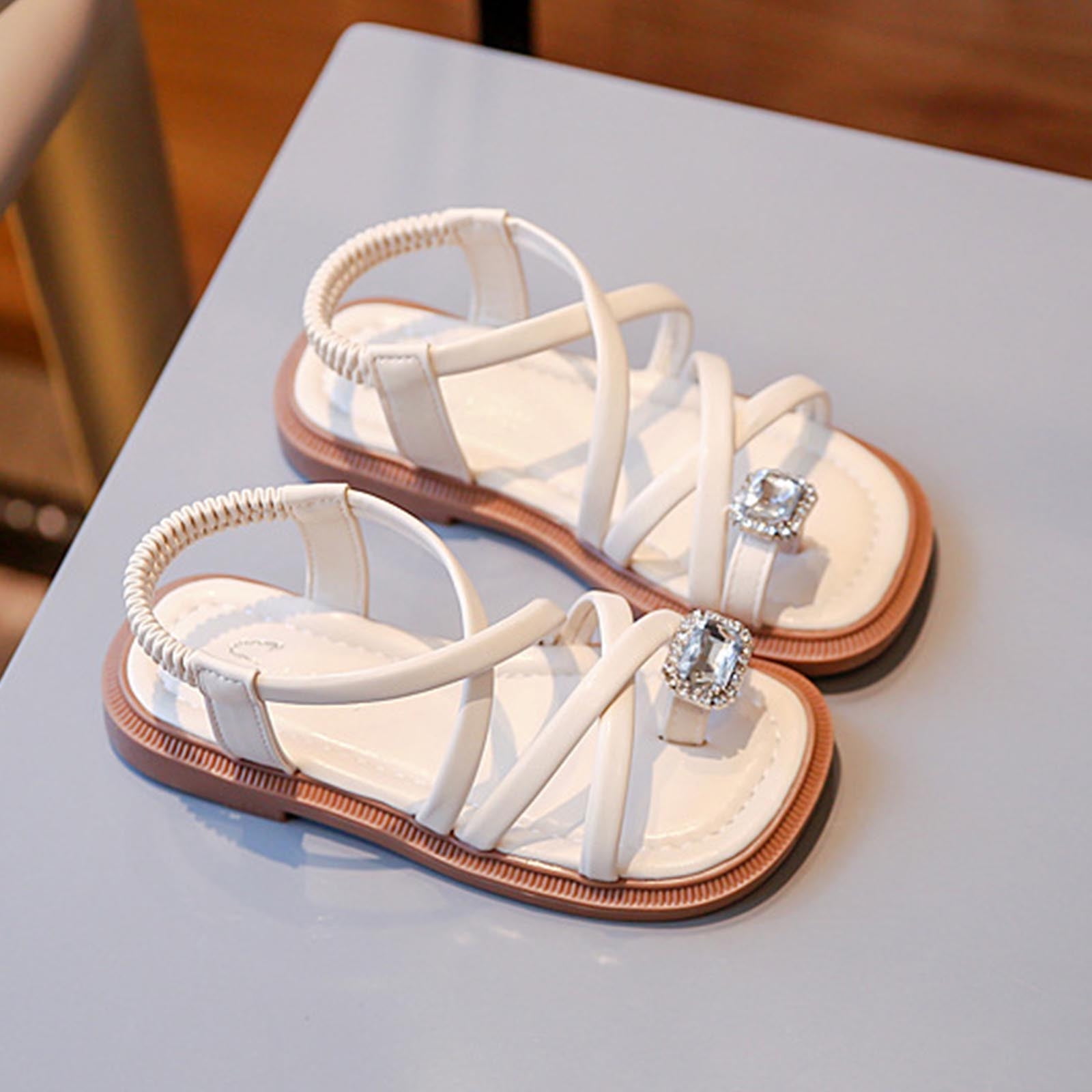 ATOGUTA Girls Dress Sandals White Cute Open Toe Breathable Summer Beach ...
