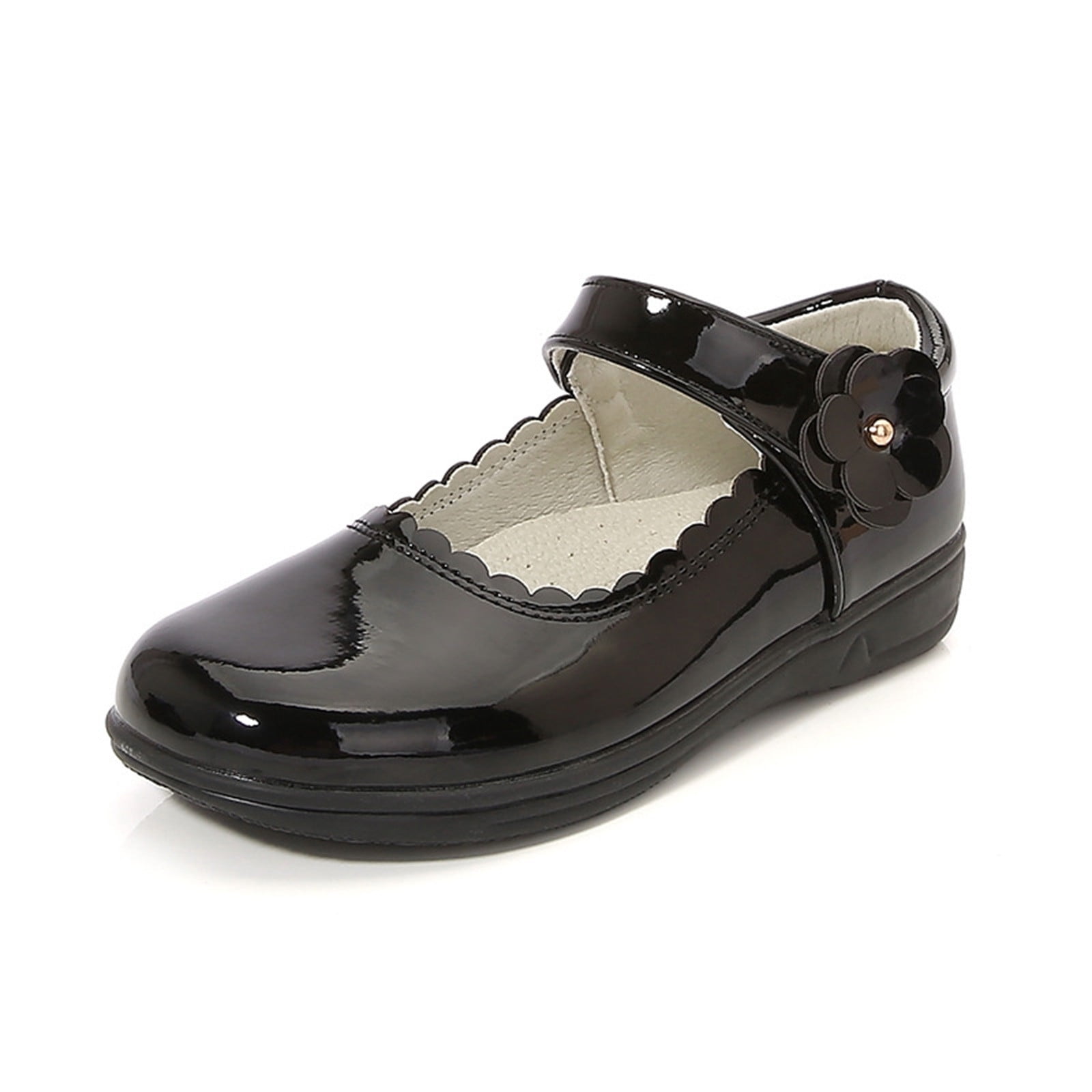 ATOGUTA Girls Dress Shoes Black Faux Leather Ballet Flats Princess ...