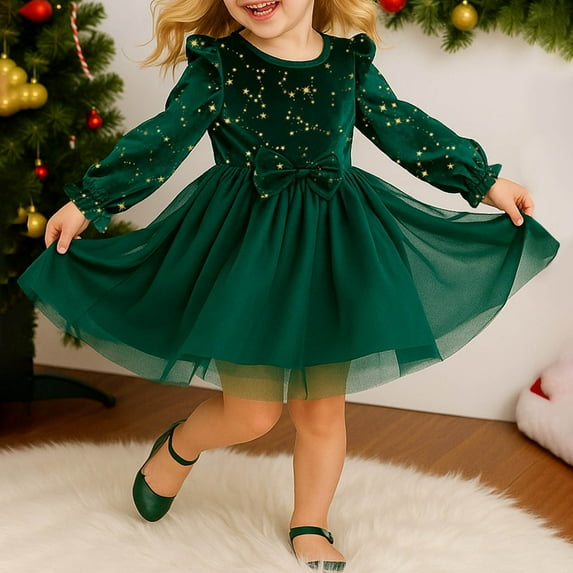 ATOGUTA Girls Dresses Longsleeve Kids Long Sleeve Party Birthday Prom ...