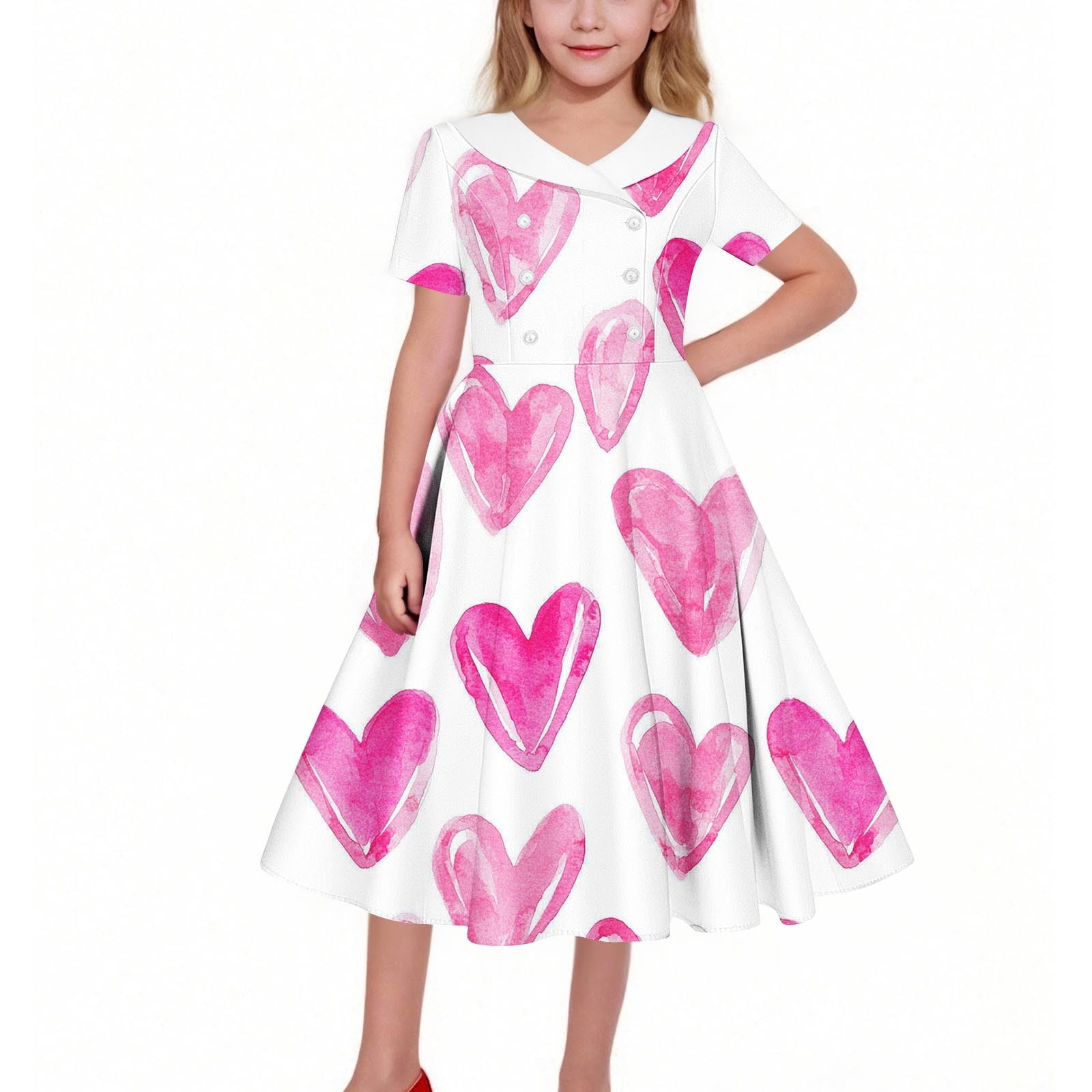 ATOGUTA Girls' Dresses Peter Pan Collar Dress Clothes Kids Summer Short ...