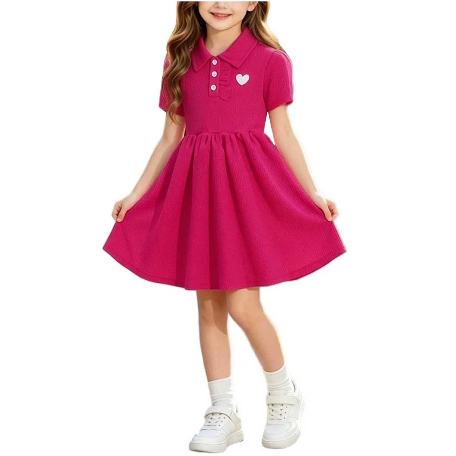 ATOGUTA Girls Dresses Summer Short Sleeve Ruffle A Line Cute Vacation ...