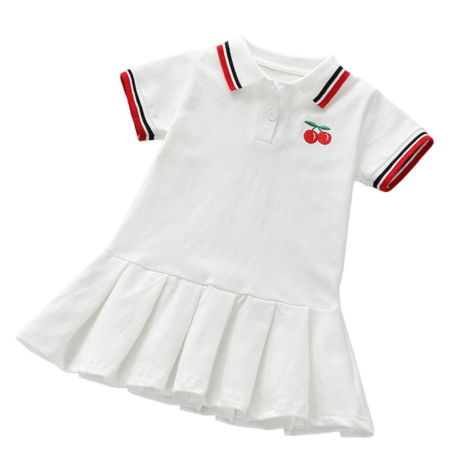 ATOGUTA Girls' Dresses White School Uniform Dress Casual Basic Summer ...