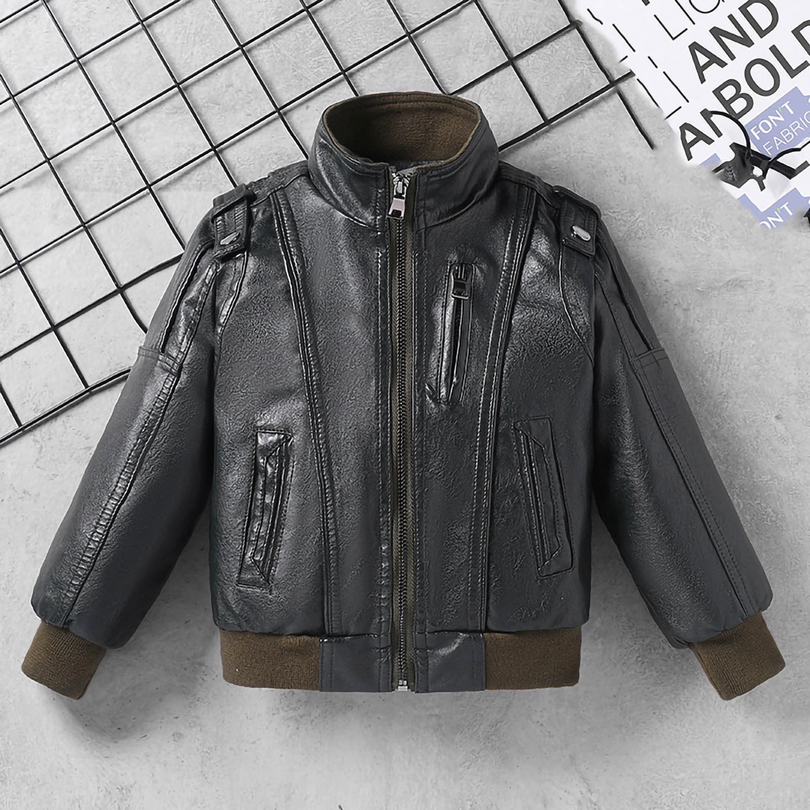 ATOGUTA Girls Faux Leather Jacket Kids Motorcycle Bomber Coats Fall ...