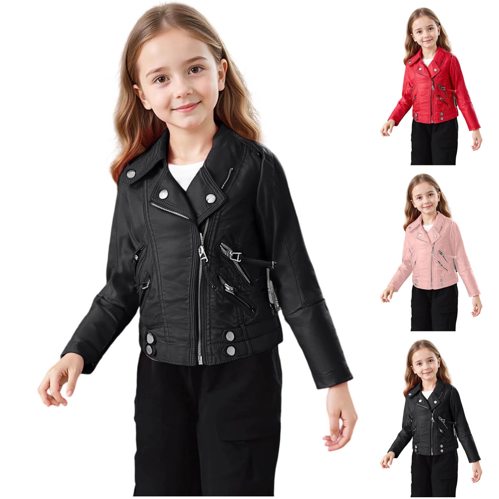 ATOGUTA Girls Faux Leather Jacket Motorcycle & Bomber Style for Kids ...