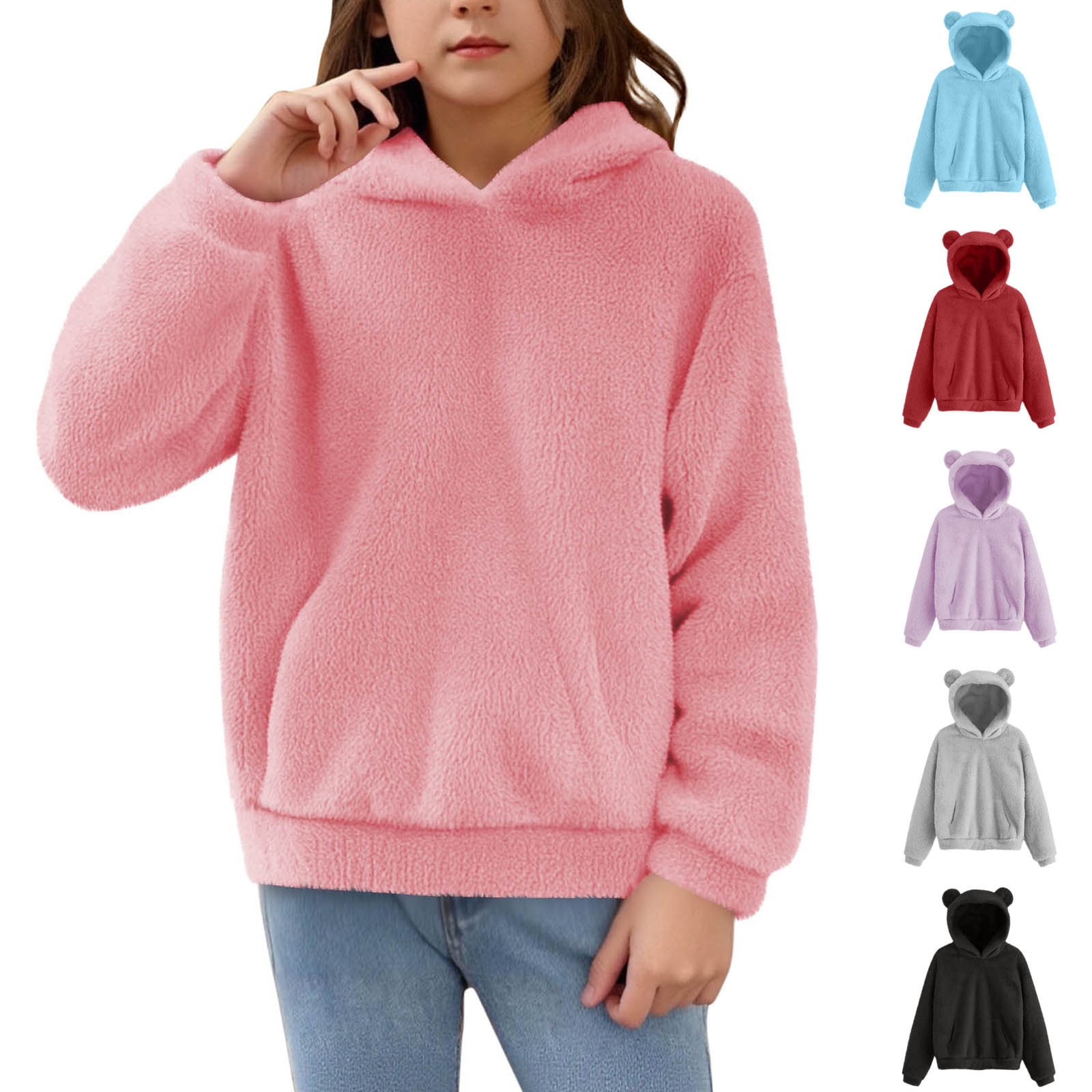 ATOGUTA Girls Fleece Hoodie Size 4T-15 Thick Fleece Sweatshirt with ...
