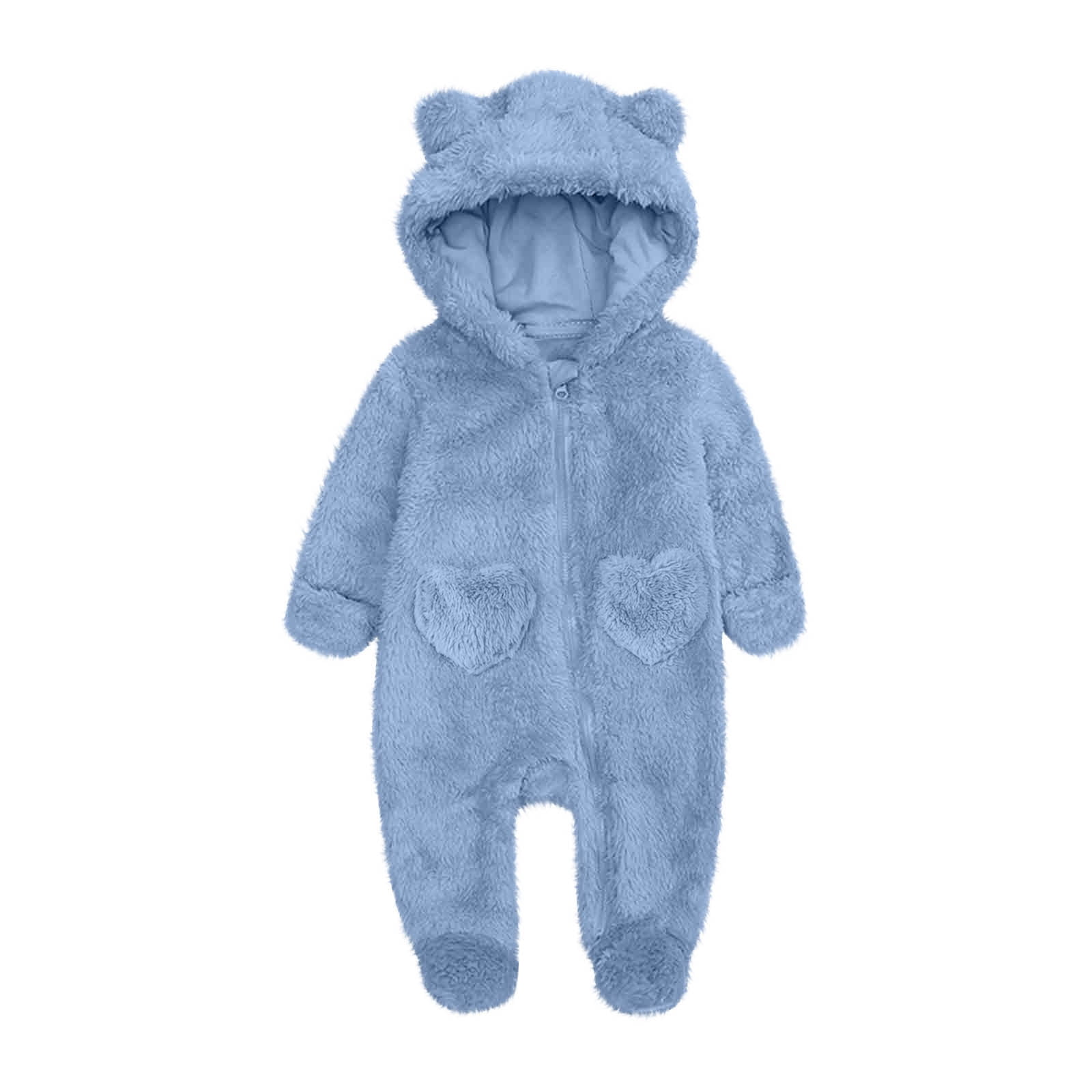 ATOGUTA Girls' Fleece Jumpsuits & Rompers Fuzzy Hooded Rompers Kids Zip ...