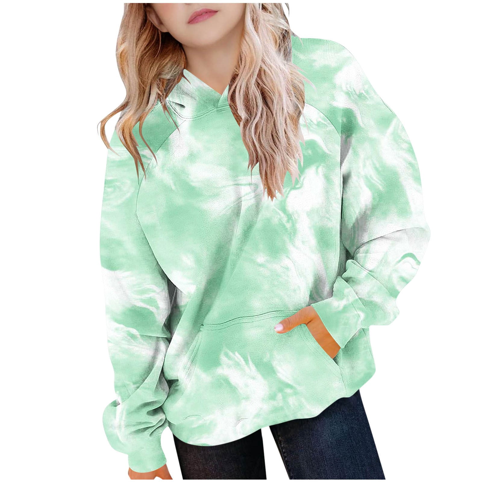 ATOGUTA Girls Fleece Lined Hoodie Size 5T-15 Thick Graphic Tie Dye ...