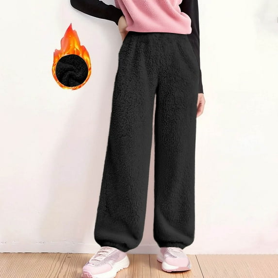 ATOGUTA Girls Fleece Pants Baggy Warm Pants Kids Clothes with Pockets ...