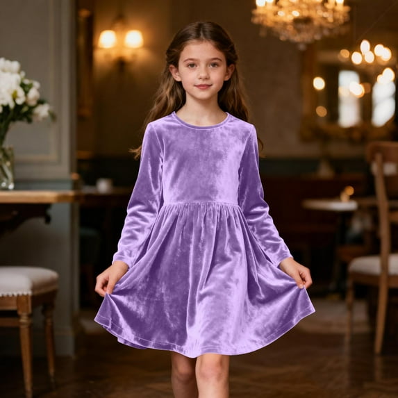 ATOGUTA Girls Hoilday Dresses Kids Long Sleeve Party Birthday Prom ...