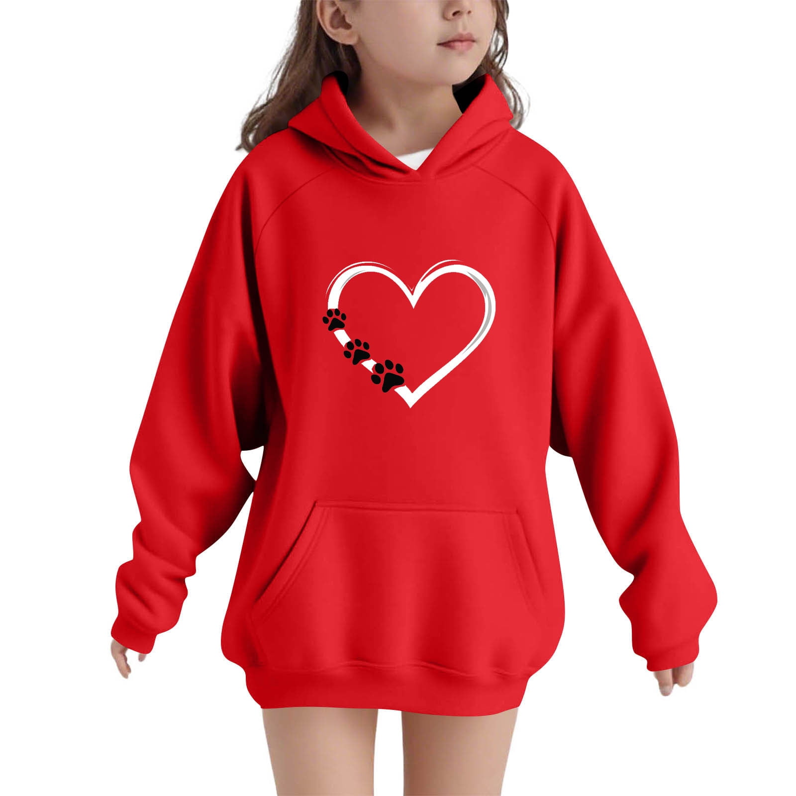 ATOGUTA Girls Hooded Sweatshirts Long Sleeve Pullover Top Hoodie Kids ...