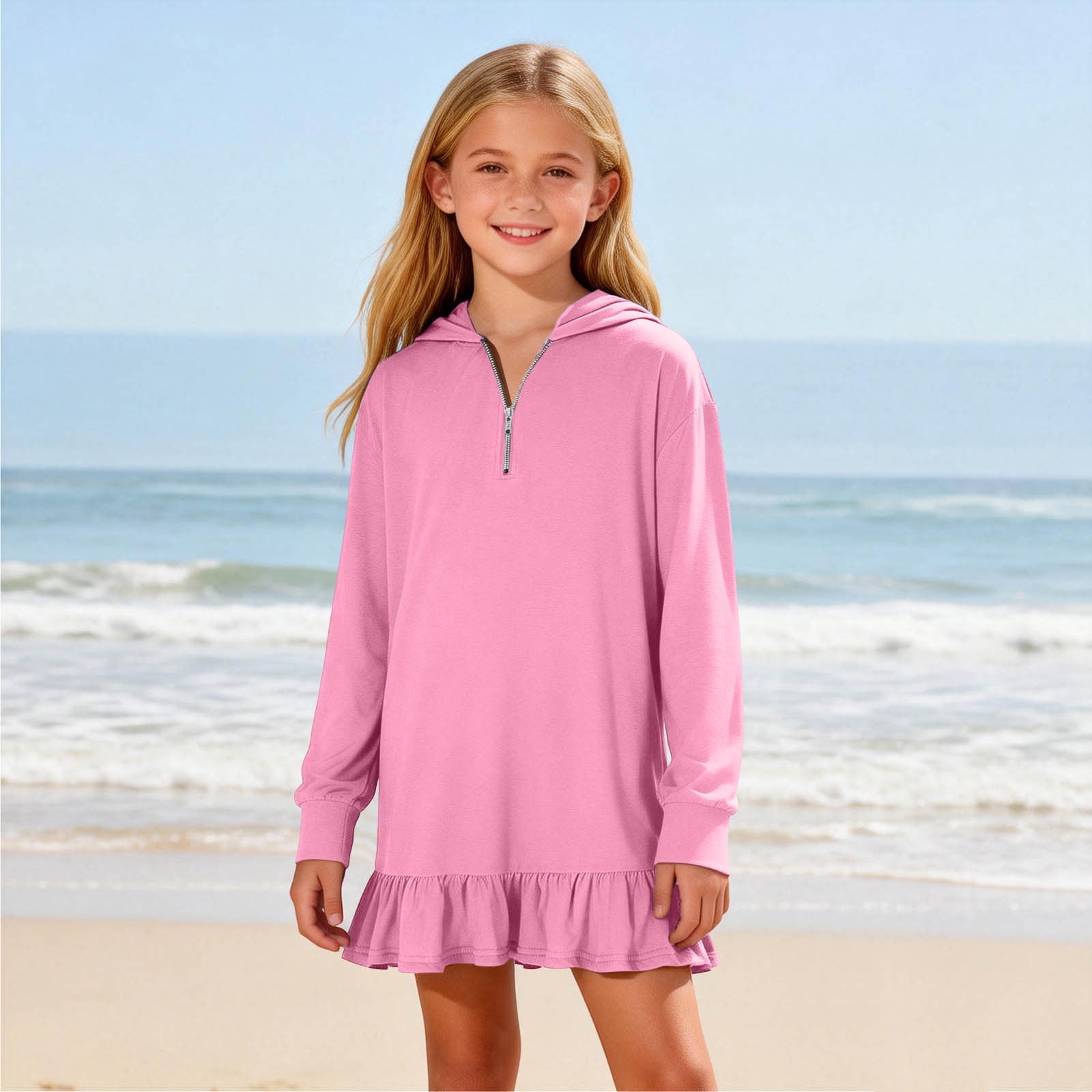 ATOGUTA Girls' Hoodie Dress Long Sleeve Hooded Sweatshirts Dress Cute ...