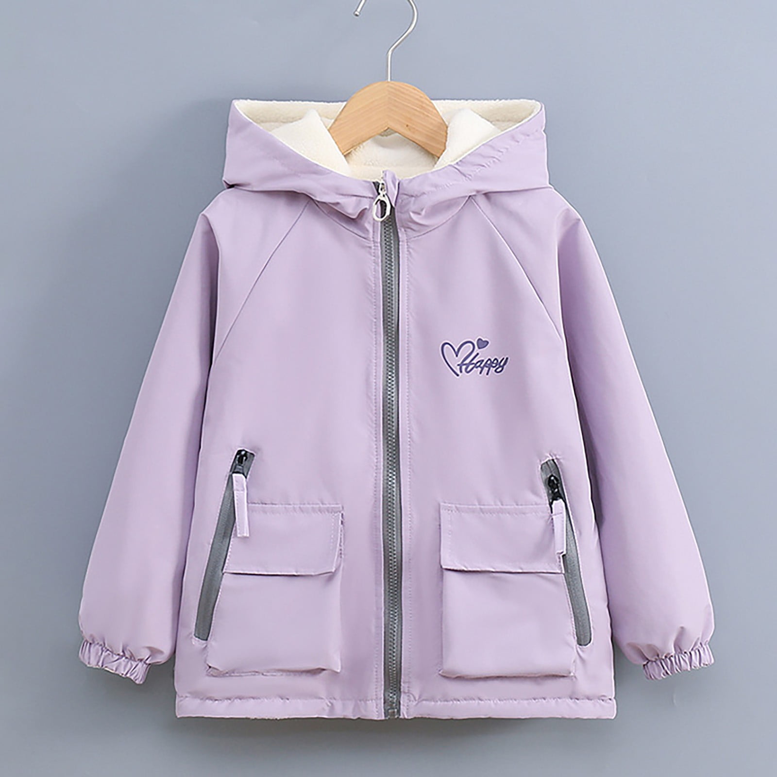 ATOGUTA Girls Jacket Coat Lightweight Waterproof Hooded Fleece Lined ...