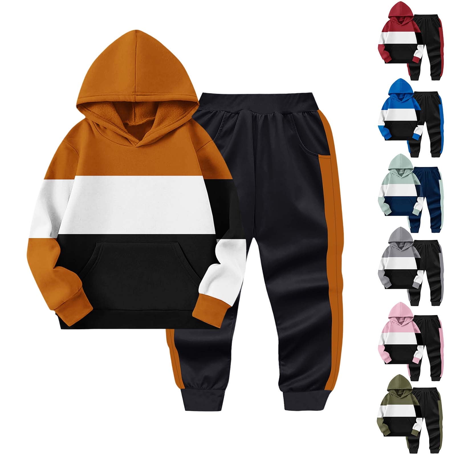 ATOGUTA Girls' Jogger Set 2 Piece Cozy Pullover Hooded Sweatshirt and ...