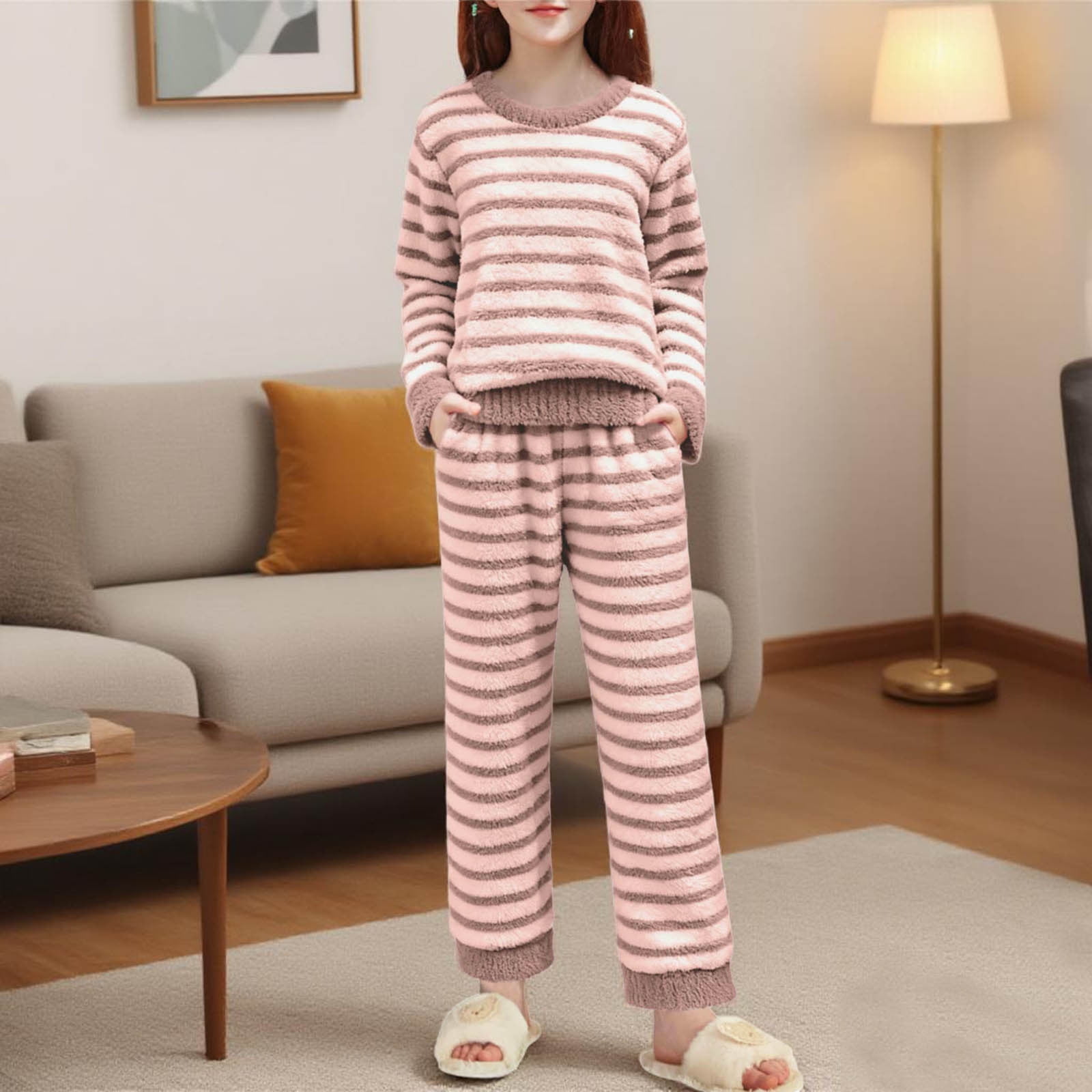 ATOGUTA Girls Joggers Set 2-Piece Fleece PJs Set Soft Cozy Long Sleeve Top and Pants Sleepwear ...