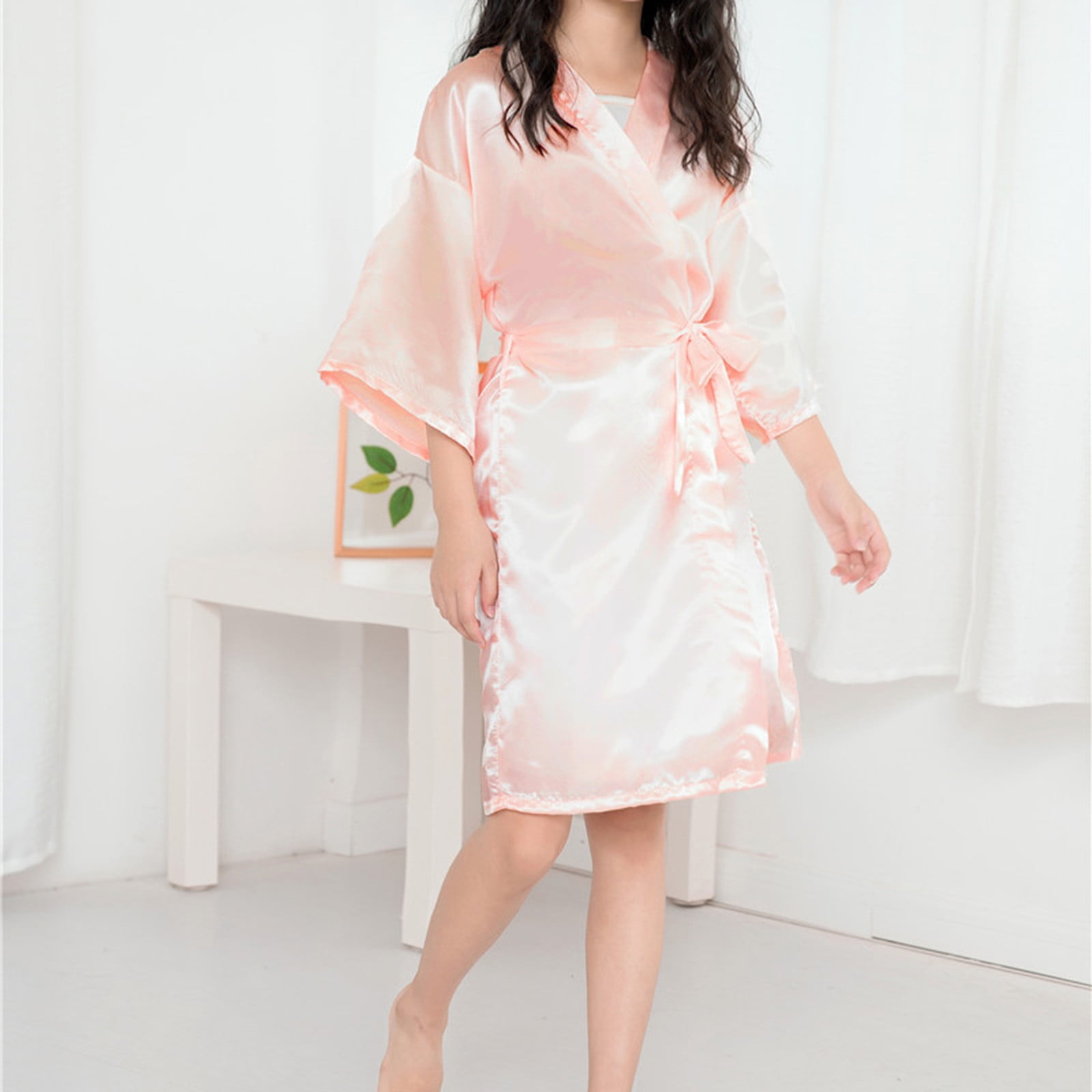ATOGUTA Girls Kids Satin Short Robes for Wedding Birthday Party Spa ...