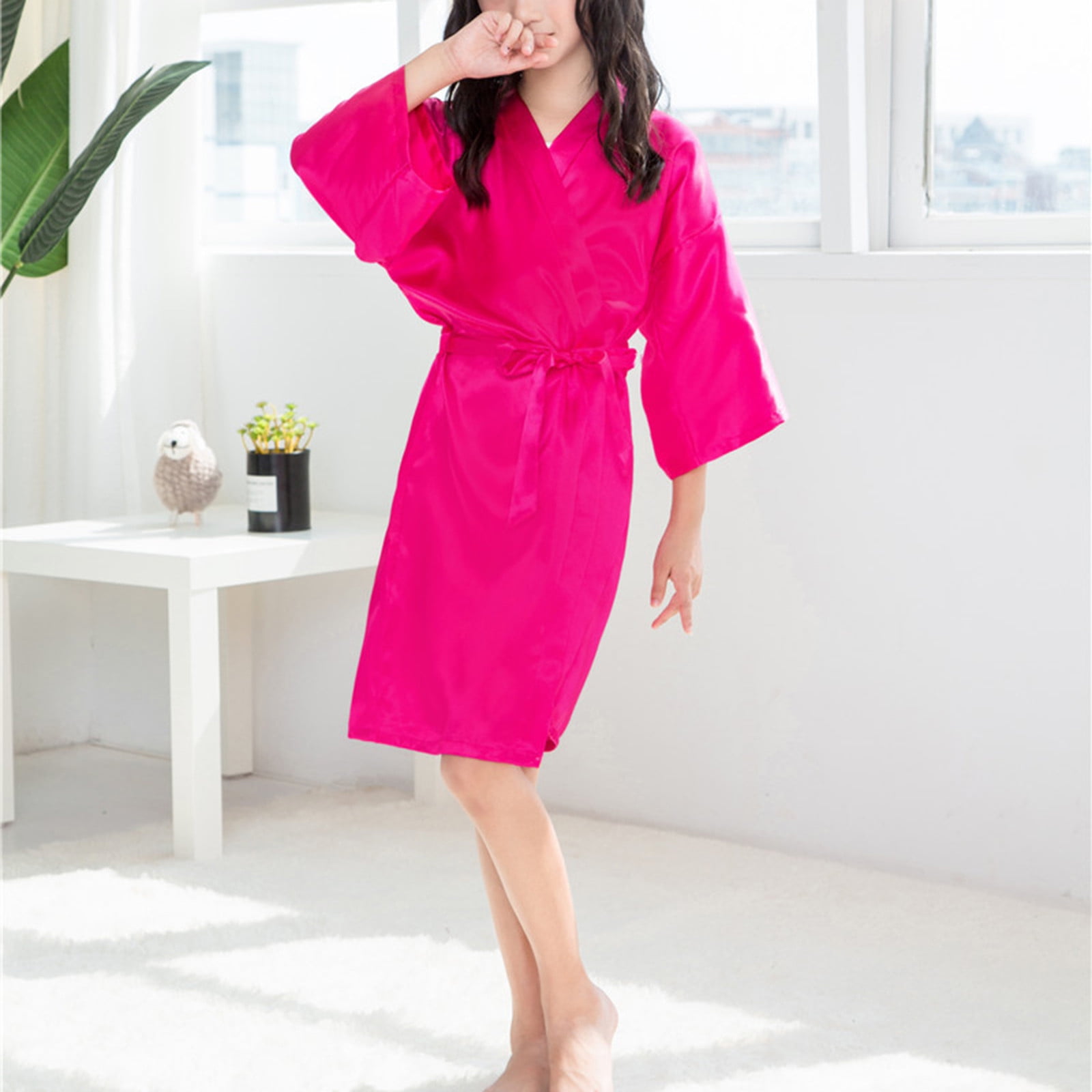 ATOGUTA Girls Kids Satin Short Robes for Wedding Birthday Party Spa Hot ...