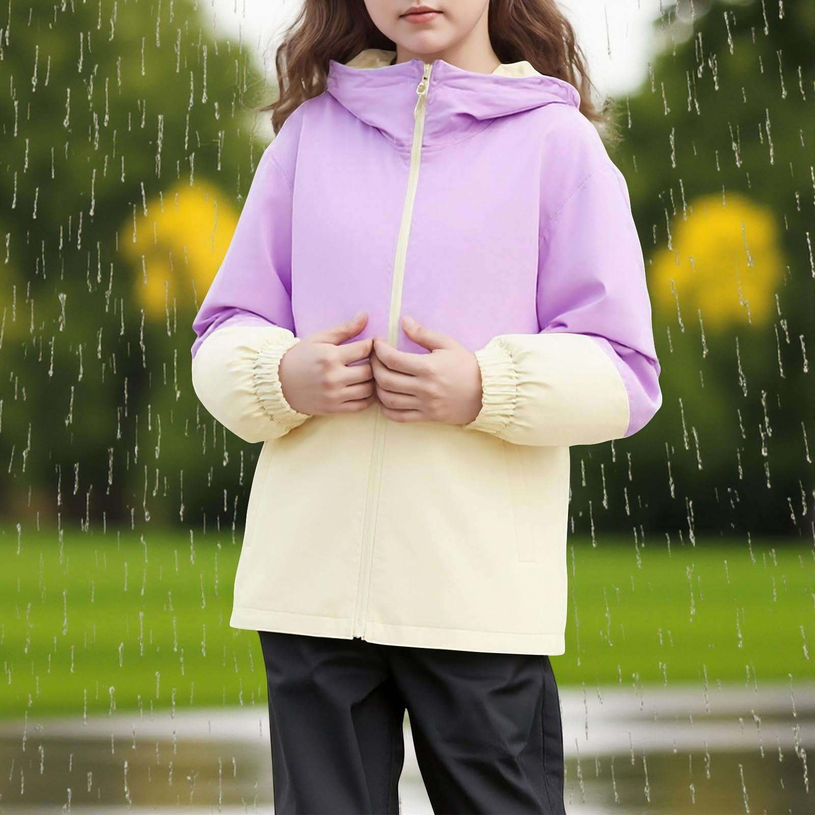 ATOGUTA Girls Lightweight Jacket Color Blocked Waterproof Windbreaker ...